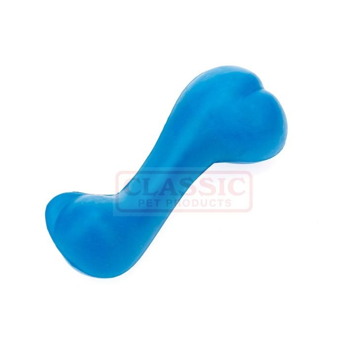 Blue Small Solid Rubber Dog Bone - Little Pet Warehouse